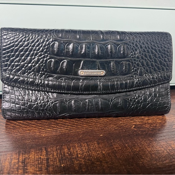 Brahmin | Bags | Brahmin Black Croc Embossed Wallet | Poshmark
